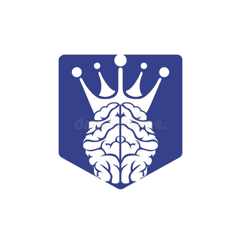 Smart King Vector Logo Design. Human Brain with Crown Icon Design ...