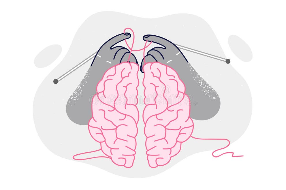 Human Brain with Knitting Needles in Hands As Metaphor for Caring for ...