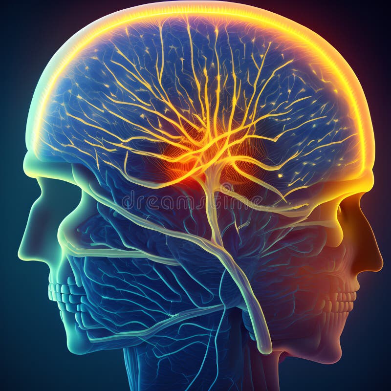 Human Brain Knowledge, Generative AI Illustration Stock Illustration ...