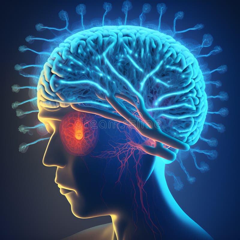 Human Brain Knowledge, Generative AI Illustration Stock Illustration ...