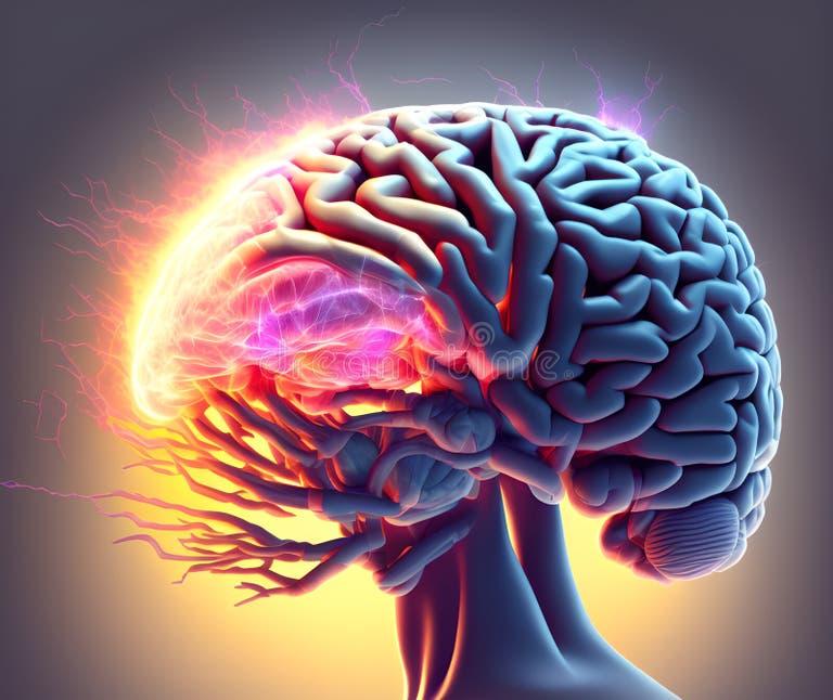 Human Brain Knowledge, Generative AI Illustration Stock Illustration ...