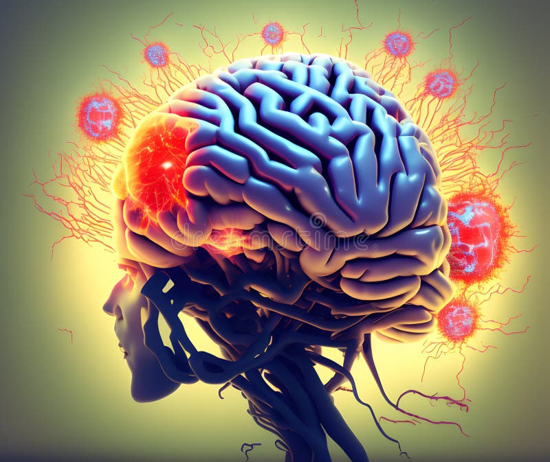 Human Brain Knowledge, Generative AI Illustration Stock Illustration ...