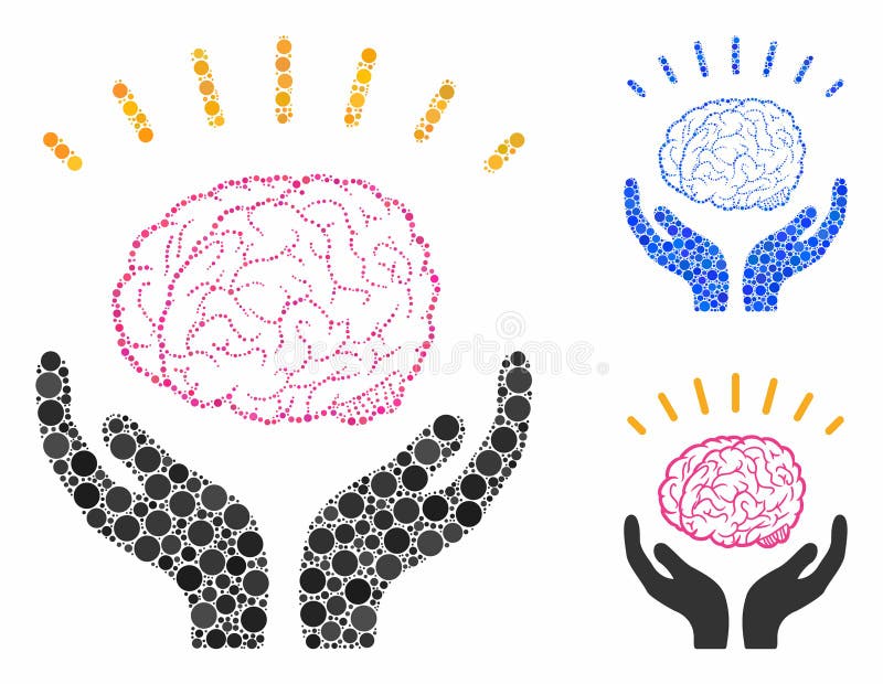 Human Brain Knowledge Mosaic Icon of Round Dots Stock Vector ...