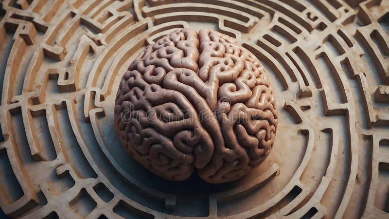 Human Brain in a Labyrinth Maze. AI Generated Stock Illustration ...