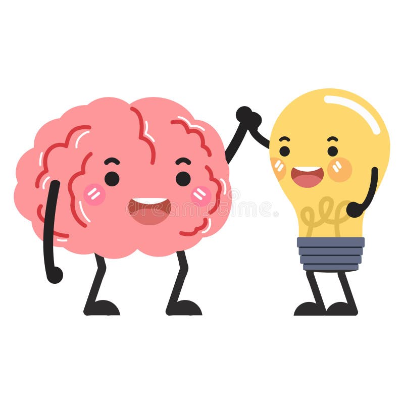 Human Brain with Lamp Bulb Cartoon Stock Vector - Illustration of ...