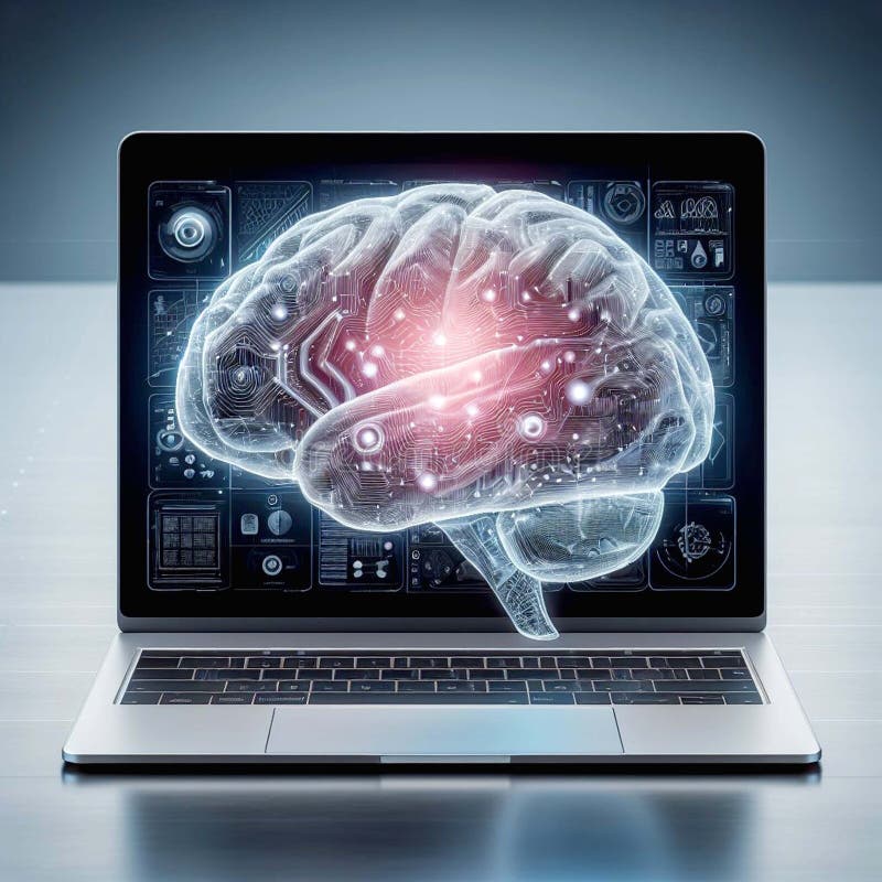 A Human Brain on a Laptop a Symbol of Artificial Intelligence ...