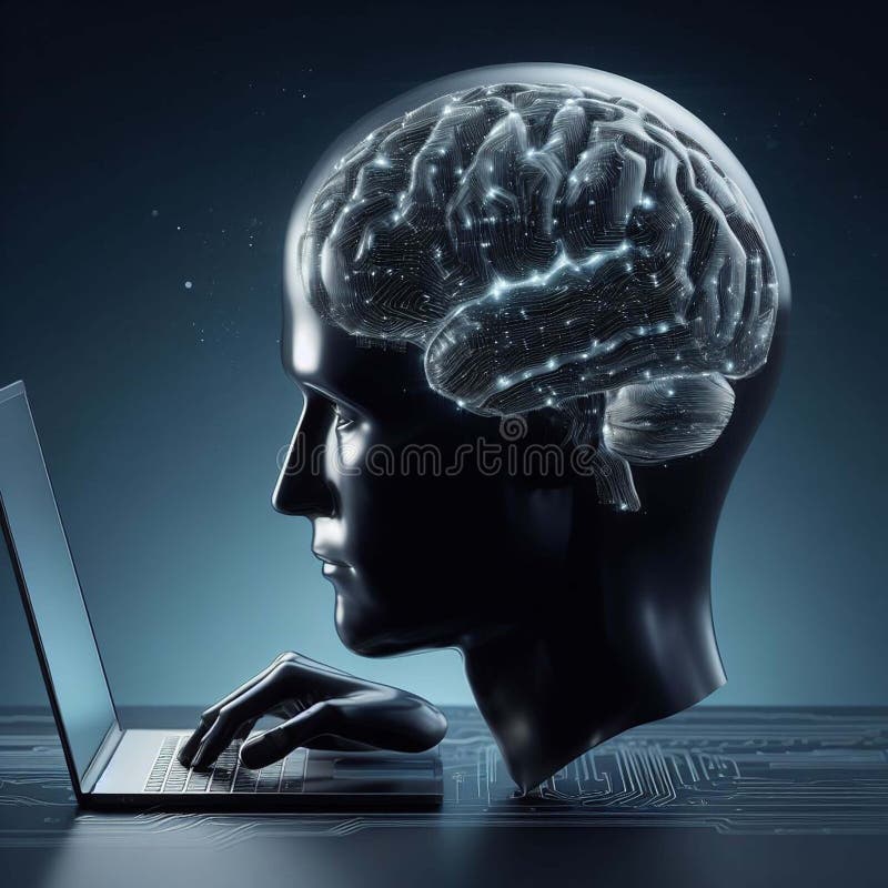 A Human Brain on a Laptop a Symbol of Artificial Intelligence ...