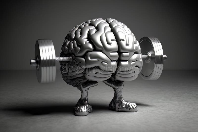 Human Brain Lifting a Heavy Dumbbell. the Concept of Mind Training ...