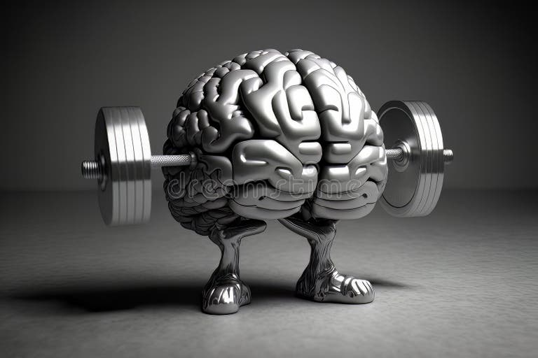 Human Brain Lifting a Heavy Dumbbell. the Concept of Mind Training ...