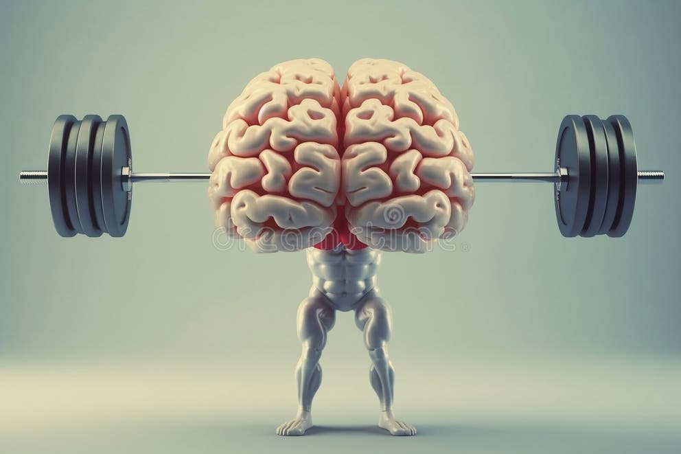 Human Brain Lifting Weights 3D Brain Lifting a Heavy Weight. Generative AI Stock Illustration ...