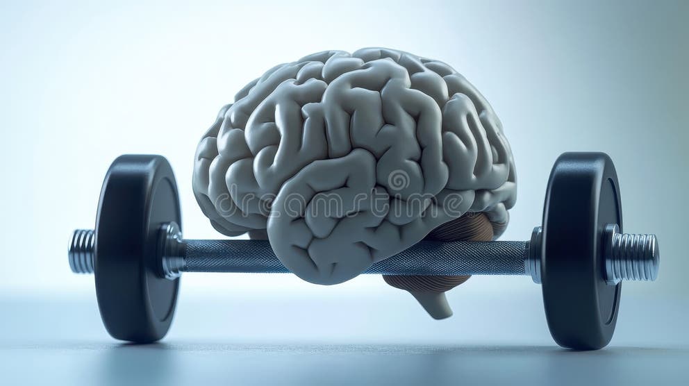 A Human Brain Lifting Weights, Symbolizing Mental Strength, Cognitive ...