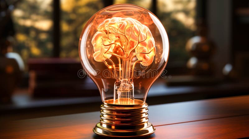 A Human Brain in a Light Bulb Stock Illustration - Illustration of ...