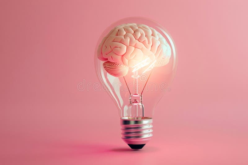 The Human Brain is a Light Bulb. Concept: Eureka, Idea, Energy of ...