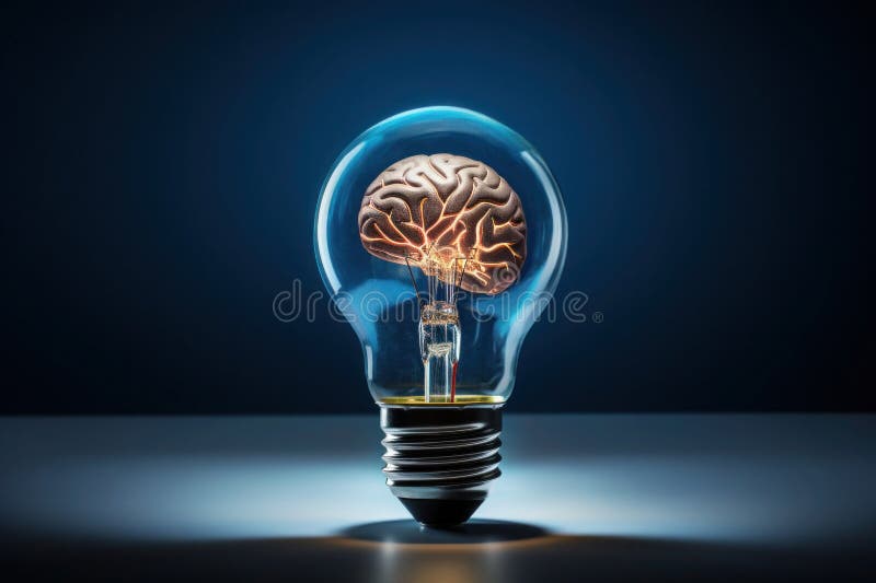 The Human Brain in Light Bulb. Generative AI Stock Image - Image of ...