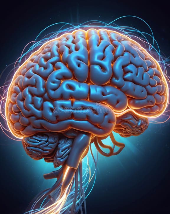 Human Brain with Light Trails Emphasizing Vibrant Neural Pathways and ...