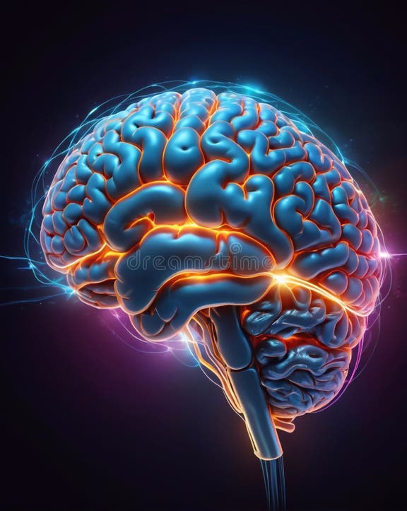 Human Brain with Light Trails Illustrating Complex Brain Networks and ...