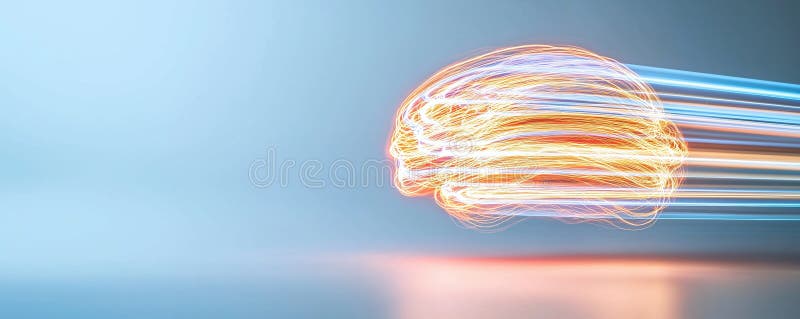 Human Brain with Light Trails, Representing Fast-paced Thinking Stock ...