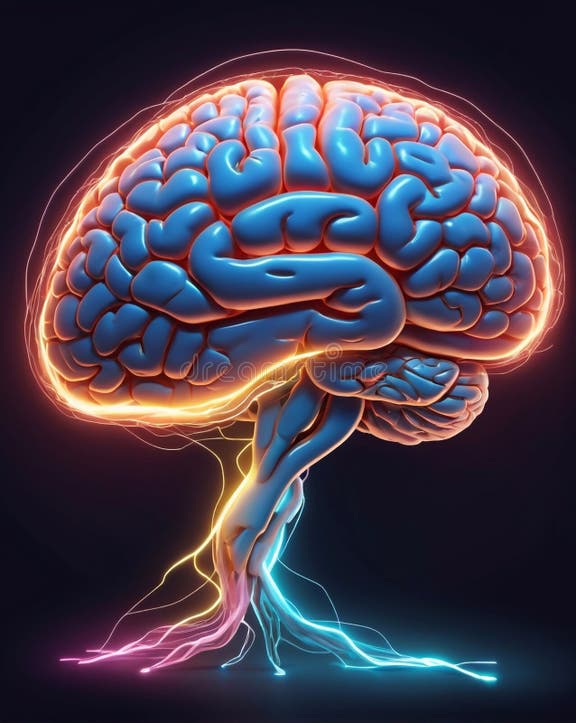 Human Brain with Light Trails Representing Neural Connections and Brain ...