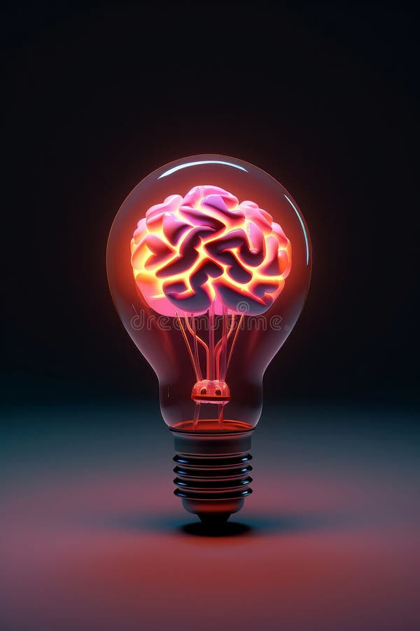 Human Brain in Lightbulb Business Idea Concept. Ai Generated Stock ...