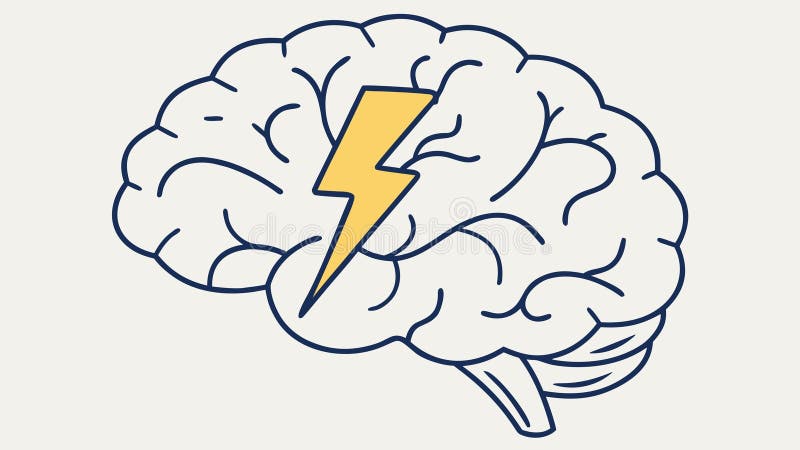 A Human Brain with a Lightning Bolt for Brainstorming. Vector Design ...