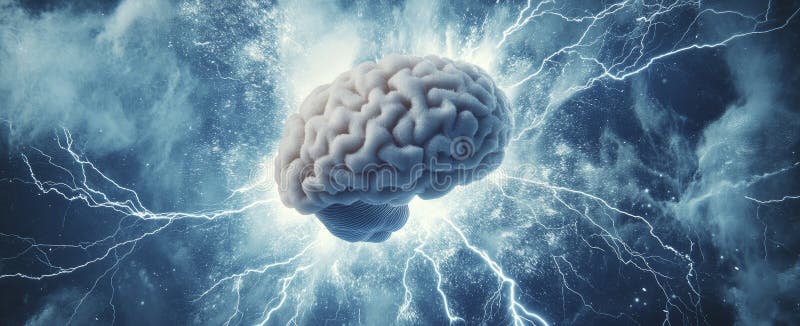 Brainstorm: Lightning and Neural Activity Concept Stock Illustration ...