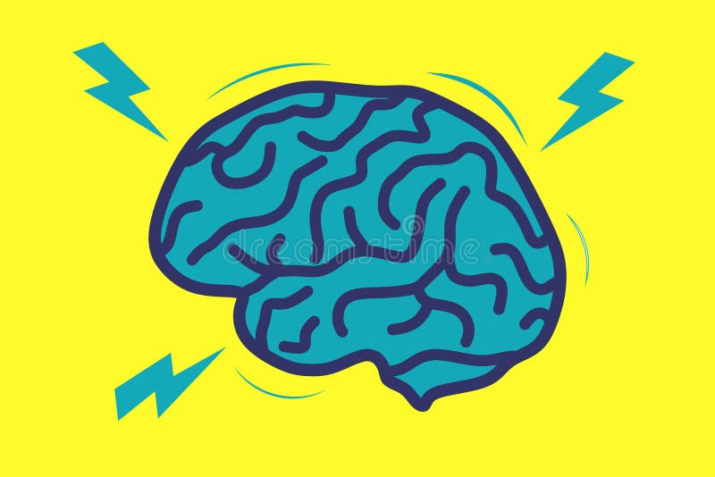 Human Brain and Lightning. Vector Illustration in Flat Style. Stock ...