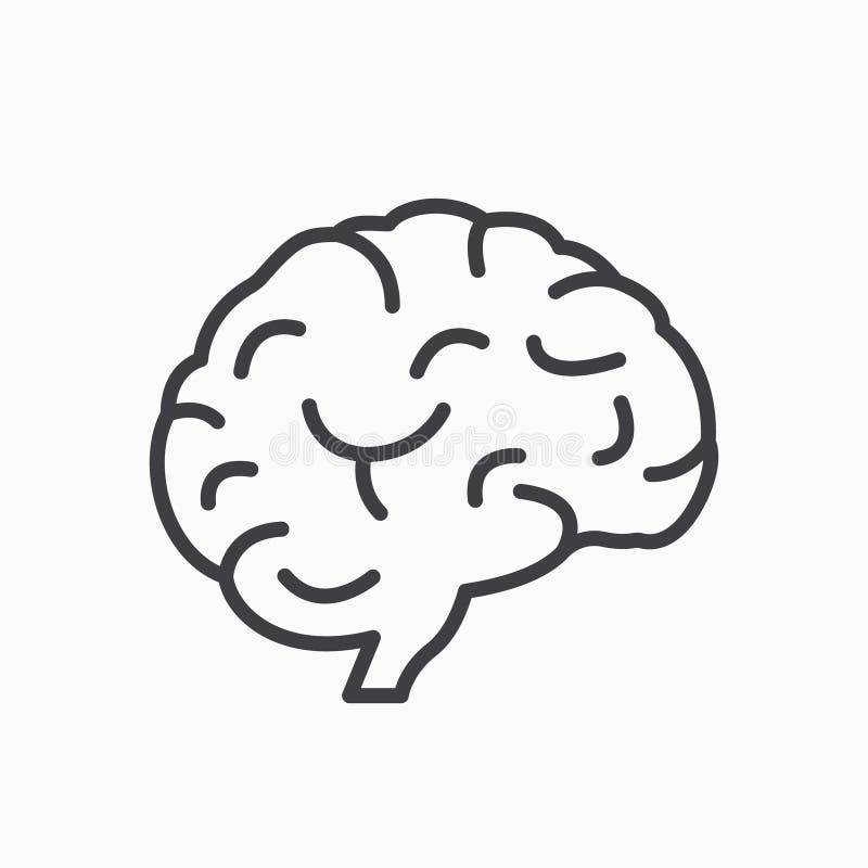 Human Brain Line Icon. Symbol of Wisdom, Memory, Mind, Creative Idea ...