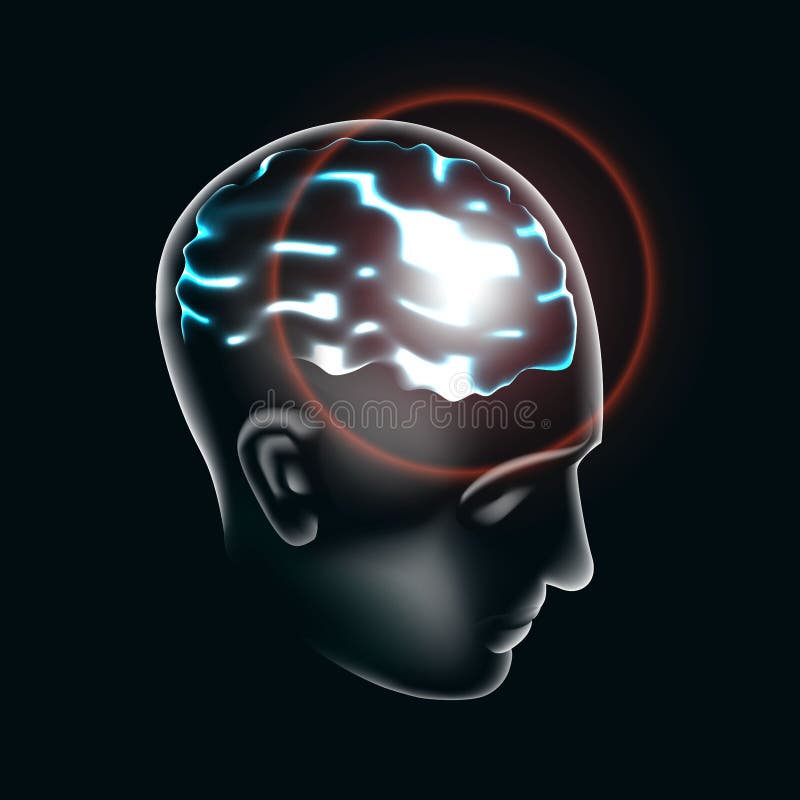 The Human Brain is Lit Up in 3d Illustration. Stock Vector ...