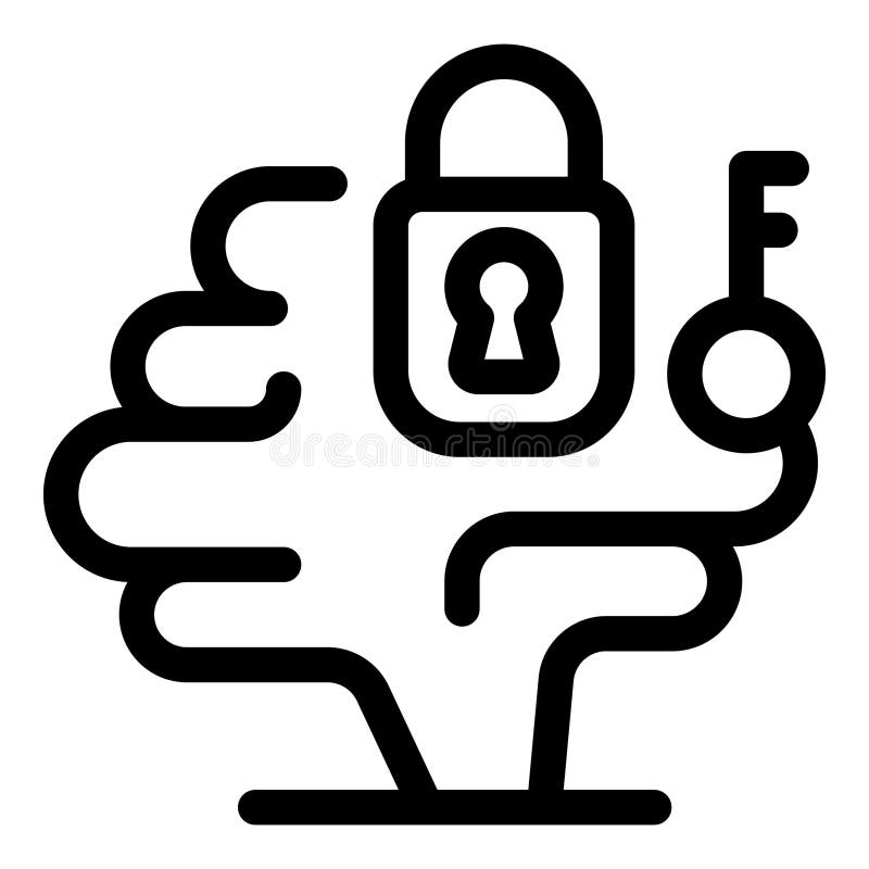 Human Brain is Locked with Key, Mind Security Icon, Outline Style Stock ... Human Brain is Locked with Key, Mind Security Icon, Outline Style Stock ...