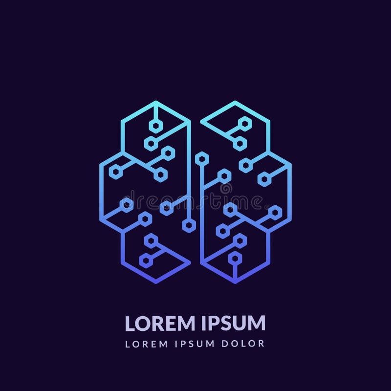 Human Brain Logo Sign Emblem. Artificial Intelligence Vector ...
