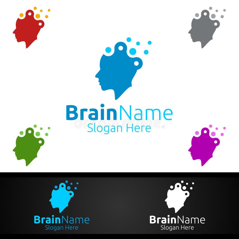 Human Brain Logo with Think Idea Concept Design Stock Vector ...