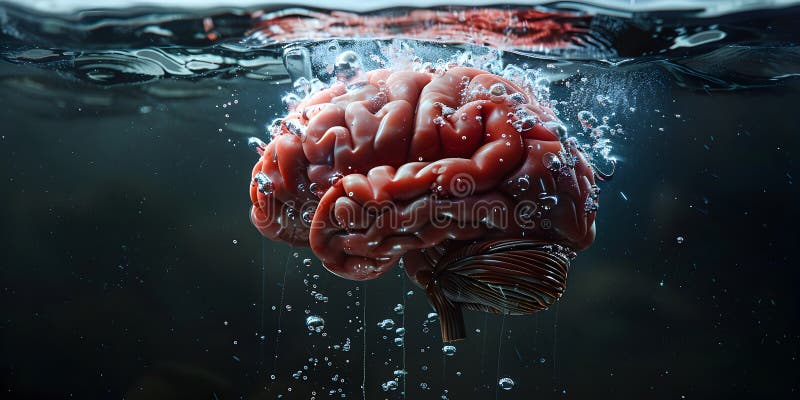 The Human Brain Lowered into Water Stock Image - Image of innovation ...
