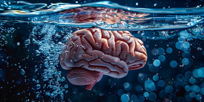 The Human Brain Lowered into Water Stock Image - Image of idea, concept ...