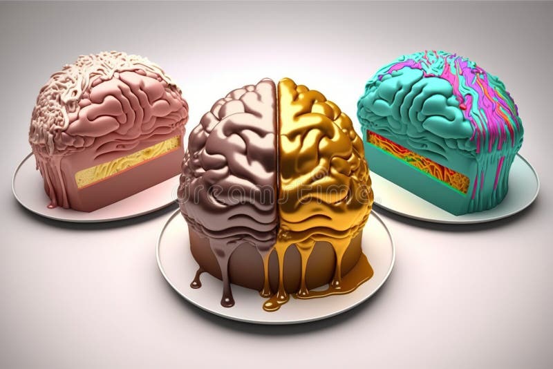 Human Brain Made Cakes 3d Render, Created with Generative AI Technology ...