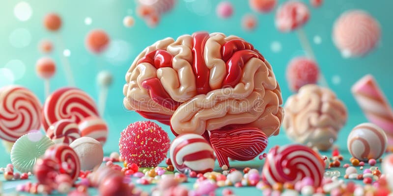 The Human Brain, Made from Candy Stock Illustration - Illustration of ...