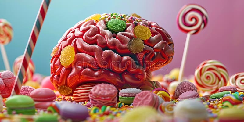 The Human Brain, Made from Candy Stock Illustration - Illustration of ...
