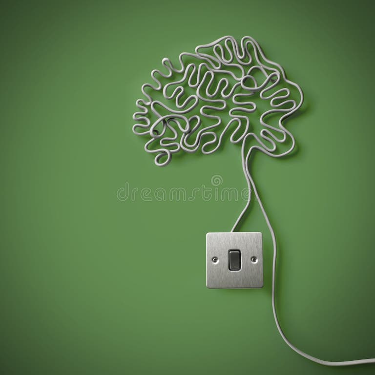 Human Brain Made from Electric Cable Stock Image - Image of stimulate ...