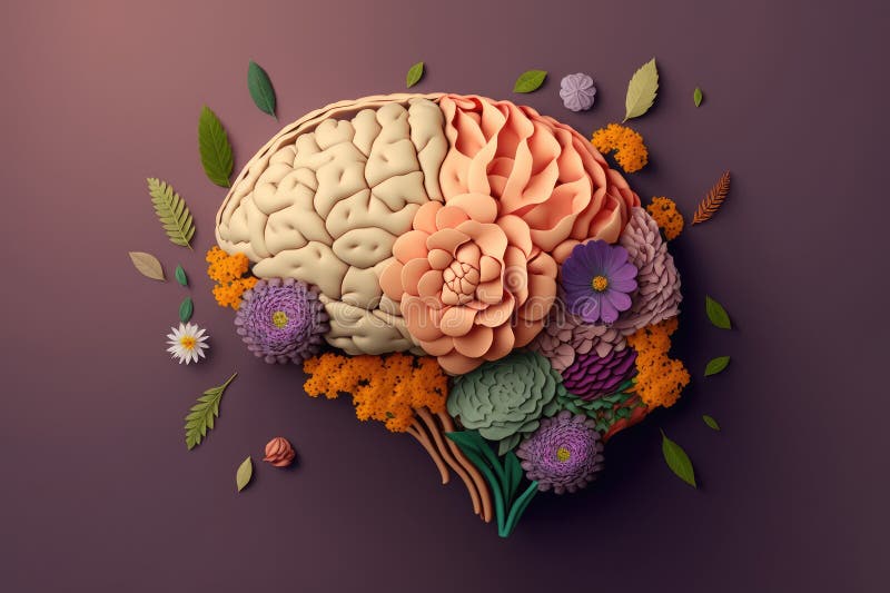 Human Brain Made with Flowers in Concept of Mental Health and Self ... Human Brain Made with Flowers in Concept of Mental Health and Self ...