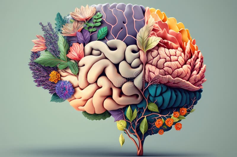 Human Brain Made with Flowers in Concept of Mental Health and Self ... Human Brain Made with Flowers in Concept of Mental Health and Self ...