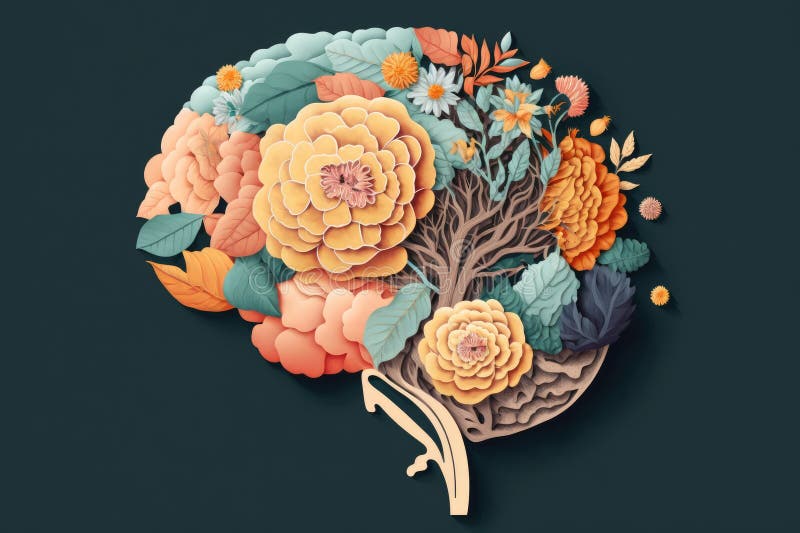 Human Brain Made with Flowers in Concept of Mental Health and Self ... Human Brain Made with Flowers in Concept of Mental Health and Self ...