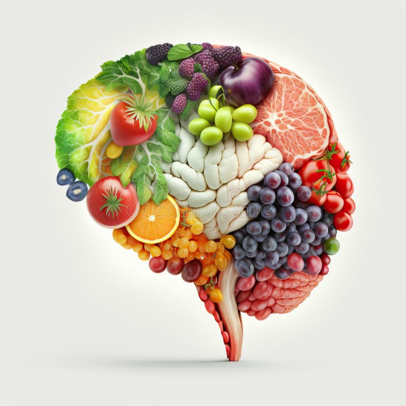 Human Brain Made of Fruits and Vegetables - Ai Generative Stock ...