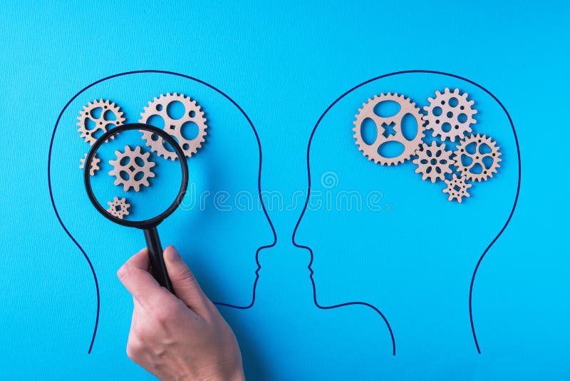Human Brain is Made Gear Mechanism on Blue Background. the Brain is ...