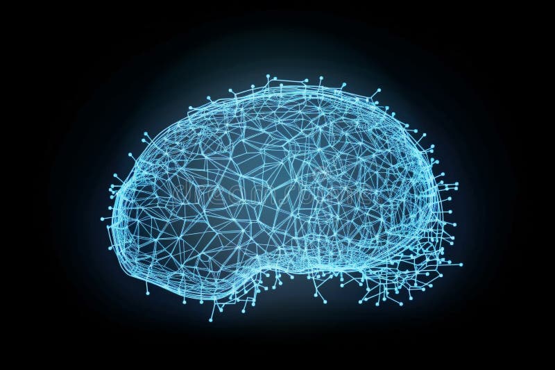 Grid Brain Line and Dots Panoramic Stock Illustration - Illustration of ...