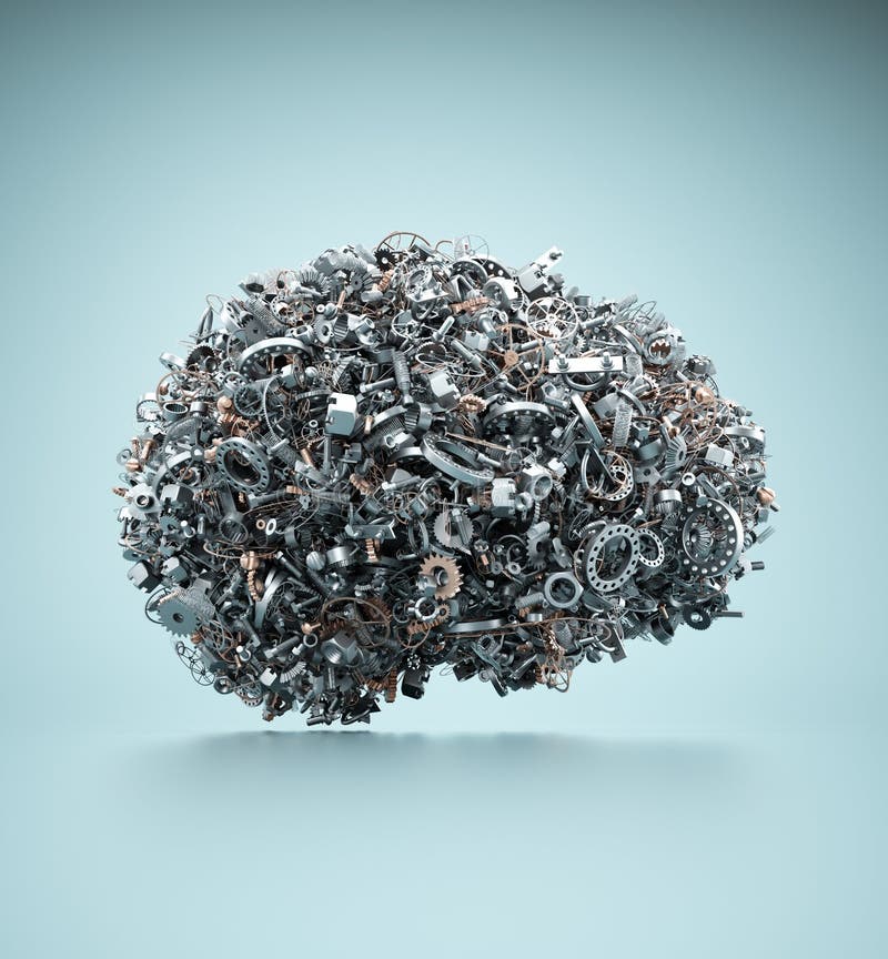 Human Brain Made of Many Mechanical Parts Stock Illustration ...
