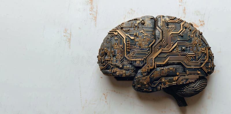 Human Brain Made of a Microcircuit, Banner with Copy Space Stock ...