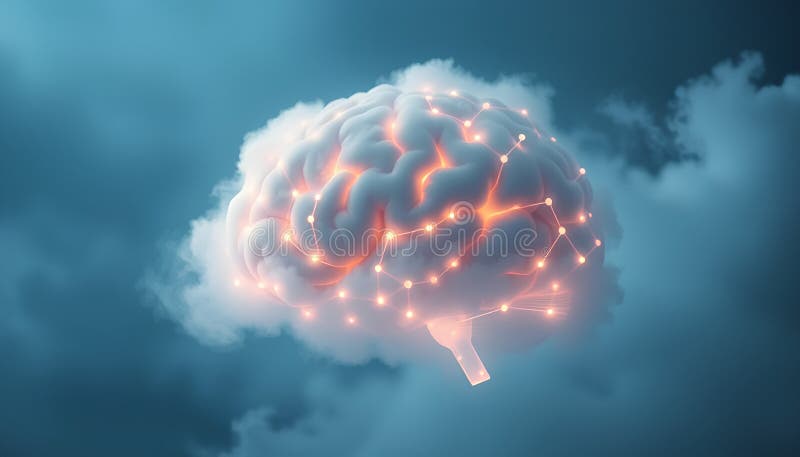 Human Brain Made of Mist and Clouds, with Glowing Connections ...