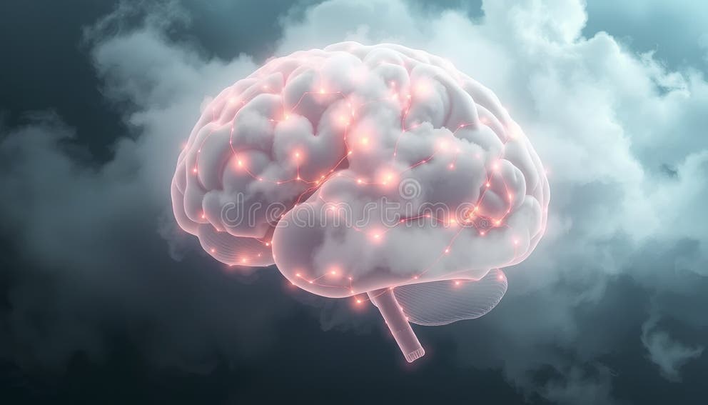 Human Brain Made of Mist and Clouds, with Glowing Connections ...