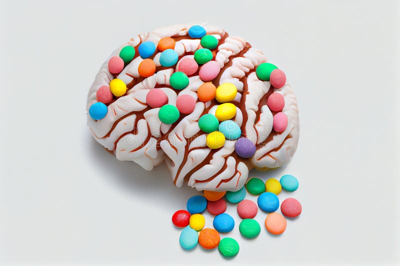 Human Brain Made of Sweets on a White Background. AI Generated. Stock ...