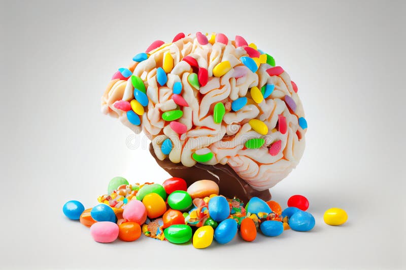 Human Brain Made of Sweets on a White Background. AI Generated. Stock ...