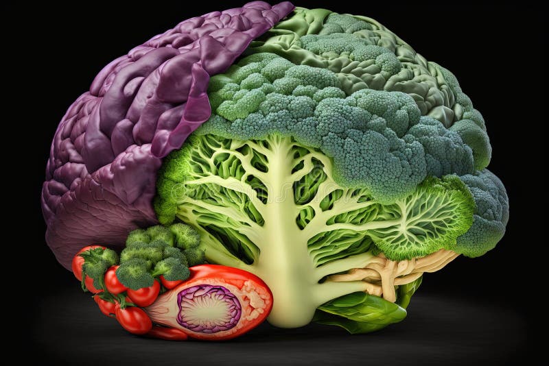 Human Brain Made of Variety of Vegetables. Generative AI Stock ...